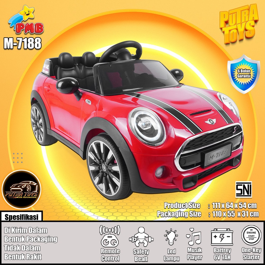 Jual MAINAN MOBIL AKI ANAK MINI COOPER MOBIL REMOT PMB 7188 REMOTE ...