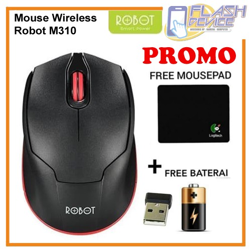 Jual Mouse Wireless ROBOT M310 Silent Wireless FREE MOUSEPAD PLUS ...