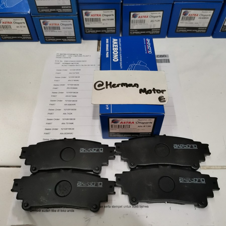 Jual Kampas rem Belakang Brake Pad Akebono AN-813K Sienta - Lexus RX270 ...