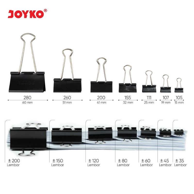 Jual Joyko Binder Clip 105 111 155 200 260 Penjepit Kertas | Shopee ...