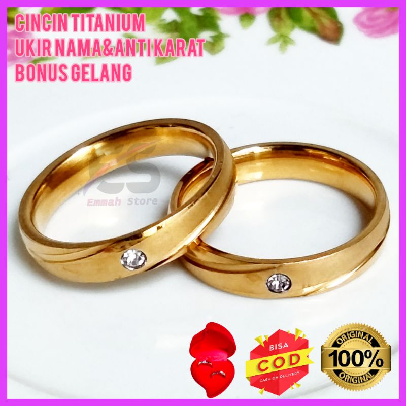 Jual Cincin Couple Titanium Ukir Nama Ring Pria Wanita Anti Karat Model ...