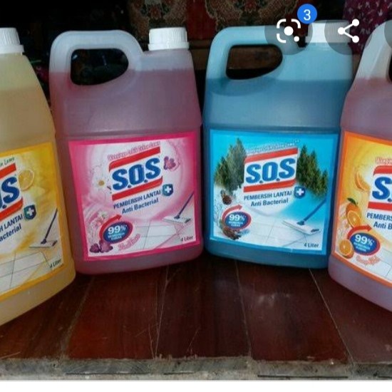 Jual PEMBERSIH LANTAI SOS Floor Cleaner 4 Liter Jerigen Refill 4L S.O.S ...
