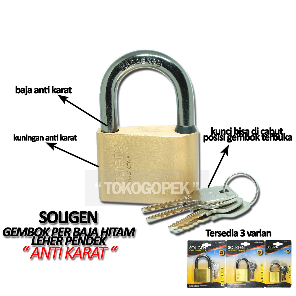 Jual SOLIGEN GEMBOK PER BAJA HITAM LEHER PENDEK 40mm 50mm 60mm | Shopee ...