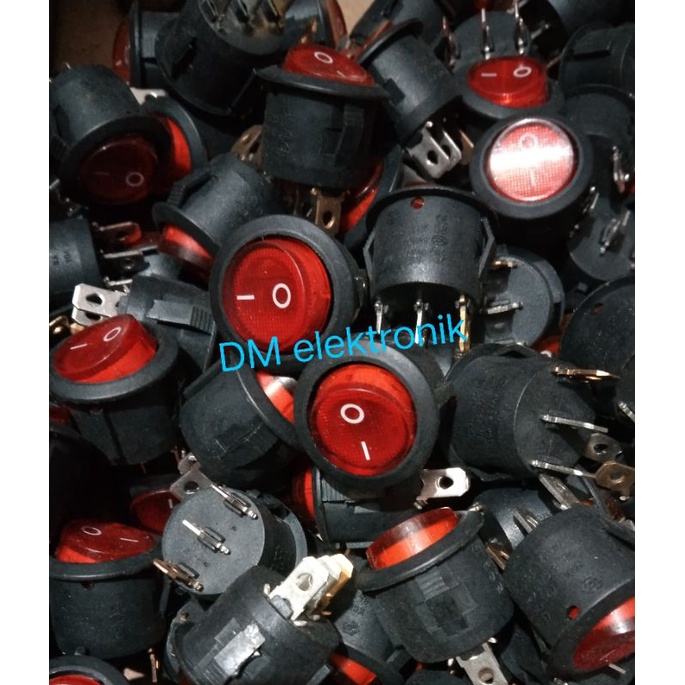 Jual switch 6A 250V saklar lampu merah ON/OFF 22mm 3pin | Shopee Indonesia