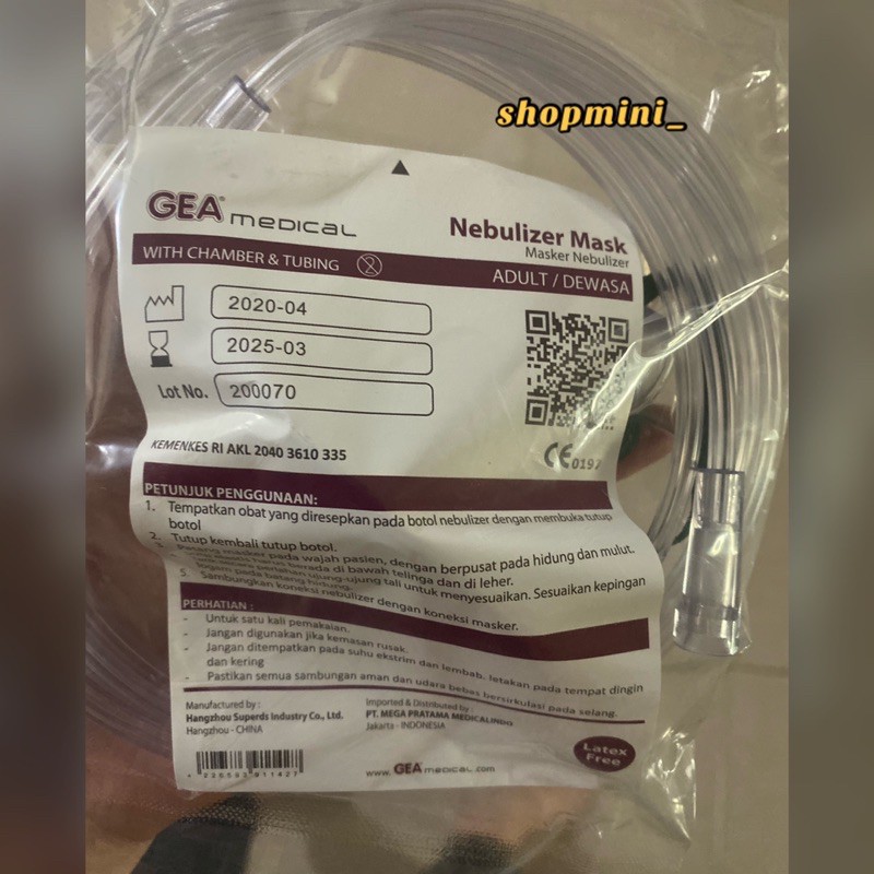 Jual GEA NEBULIZER MASK DEWASA WITH CHAMBER & TUBING | Shopee Indonesia