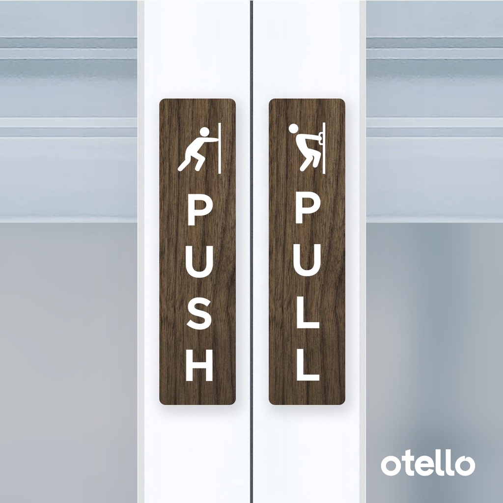 Jual Otello Label Sticker Push Pull Icon Unik Sign Acrylic Modern ...