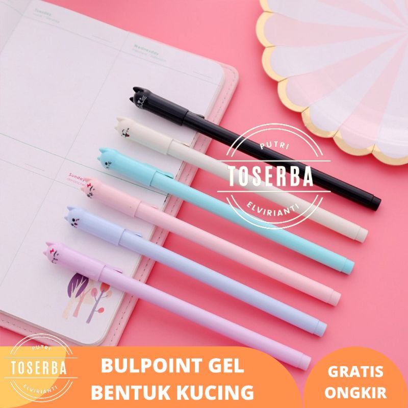 Jual Bolpen Gel Kucing Mini Pulpen Cat Warna Pastel Bulpen Kucing ...