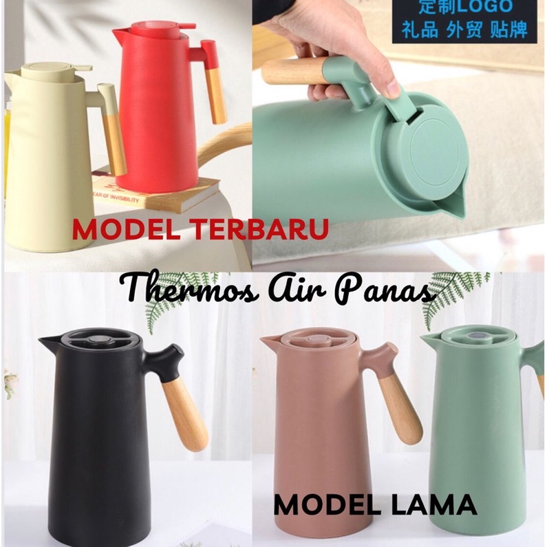 Jual Termos Teko Kaca Air Panas Gagang Kayu Elegant Cantik Kapasitas 1L ...