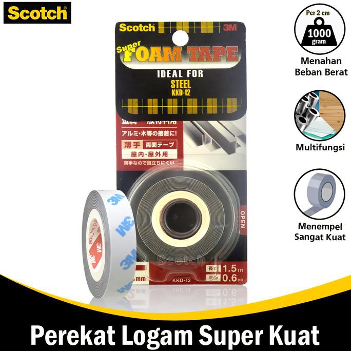 Jual [[BISA COD]] 3M SCOTCH Perekat Untuk Baja/Besi Double Tape 12 MM x ...