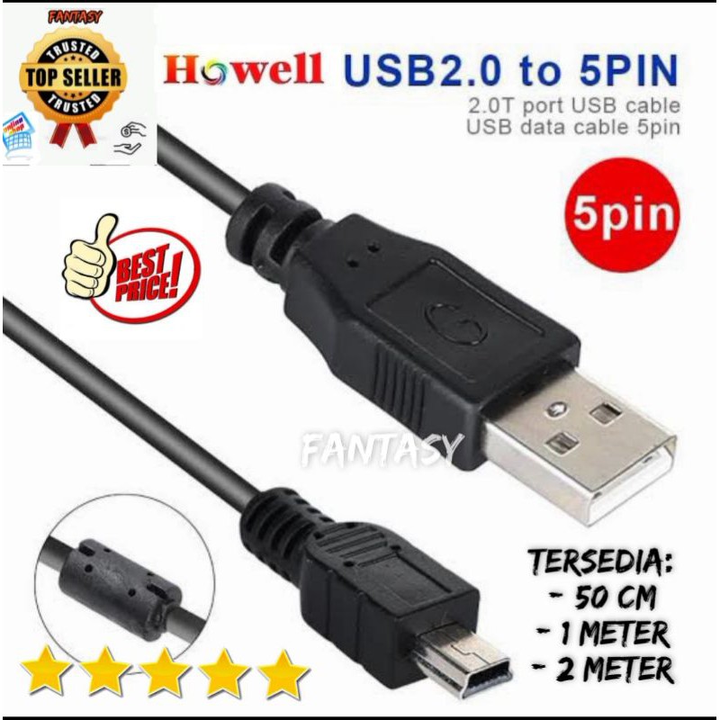 Jual KABEL MINI USB 5 PIN HOWELL 2 METER | Shopee Indonesia
