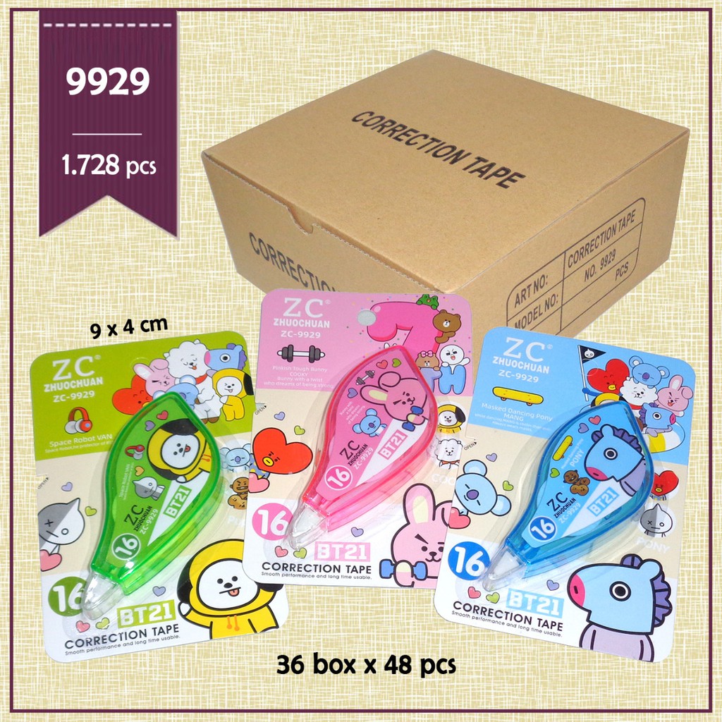Jual correction tape tipex roll model bts kecil tipe 9929 satuan ...