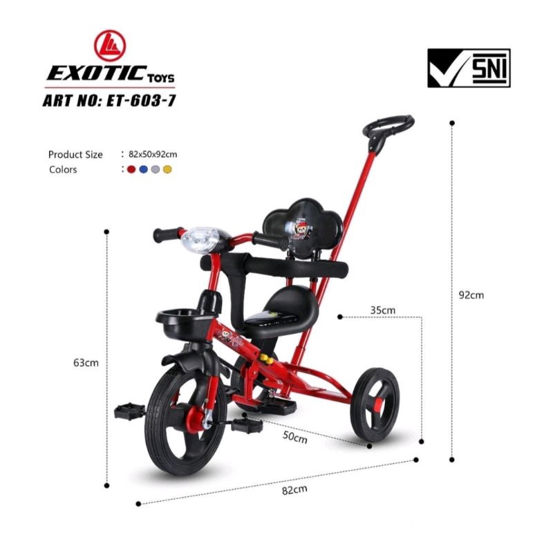 Jual Sepeda anak roda tiga Exotic 603-7 / 603-7-8 ( ban karet ...