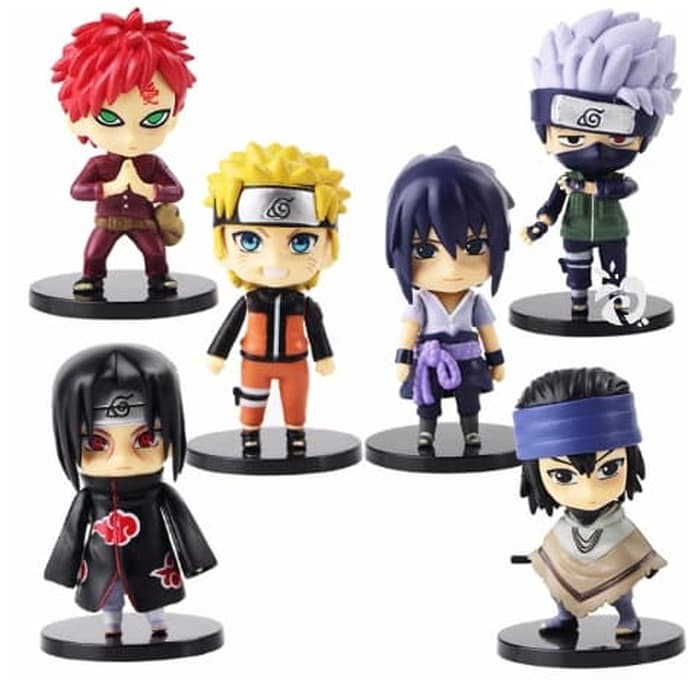 Jual Naruto Chibi topper kue cake figure Set 6 Mainan Pajangan Hiasan ...