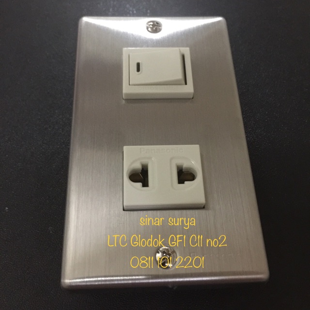 Jual saklar + stopkontak universal cover stainless panasonic set inbow ...