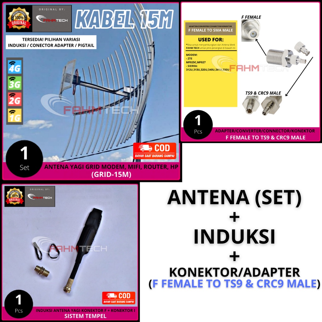 Jual Antena Yagi Grid Modem, Mifi, Router, HP 4G - FAHM TECH (GRID-15M ...