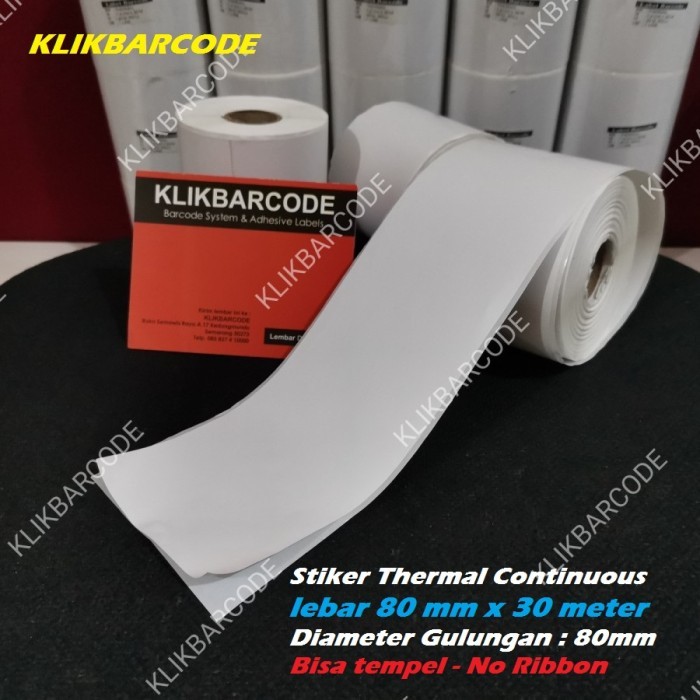 Jual PROMO LABEL STICKER 80 X 30 METER THERMAL 80mm PRINTER EPSON TM-82 ...
