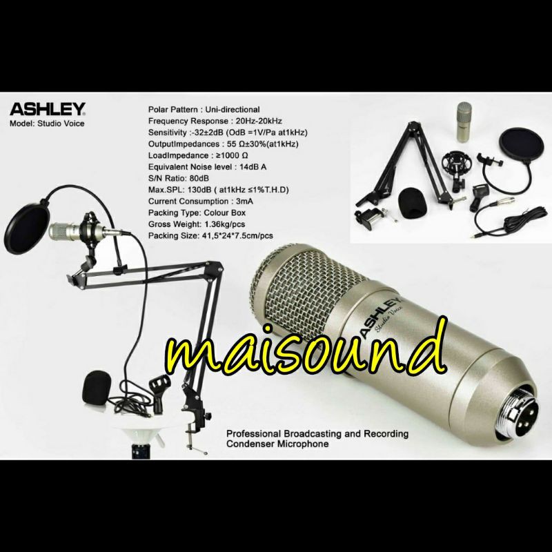 Jual MIC CONDENSOR ASHLEY STUDIO VOICE ORIGINAL RECORDING MICROPHONE ...