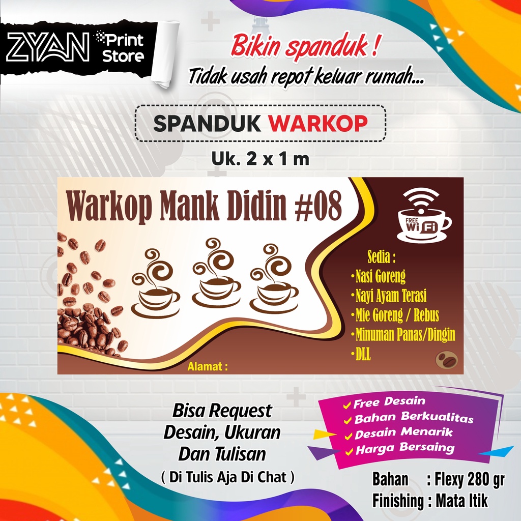 Jual SPANDUK BANNER WARKOP / WARUNG KOPI | Shopee Indonesia