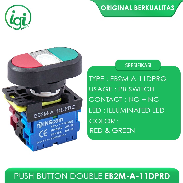 Jual PUSH BUTTON PRESS DOUBLE SAKLAR / PUSHBUTTON CONTROL TOMBOL ON OFF ...