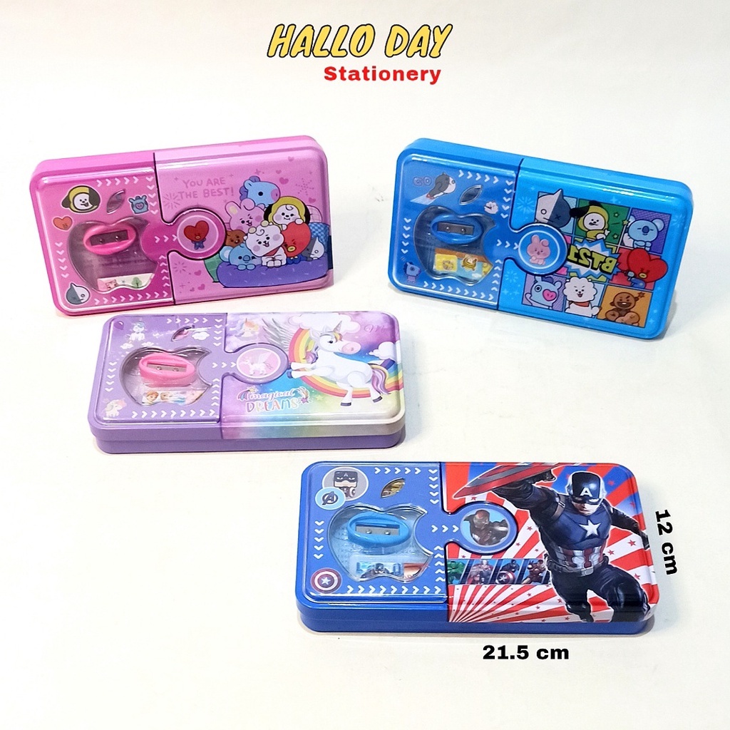 Jual Kotak Pensil Set Kaleng 2-Susun/Pensil Case/Tempat Pensil | Shopee ...