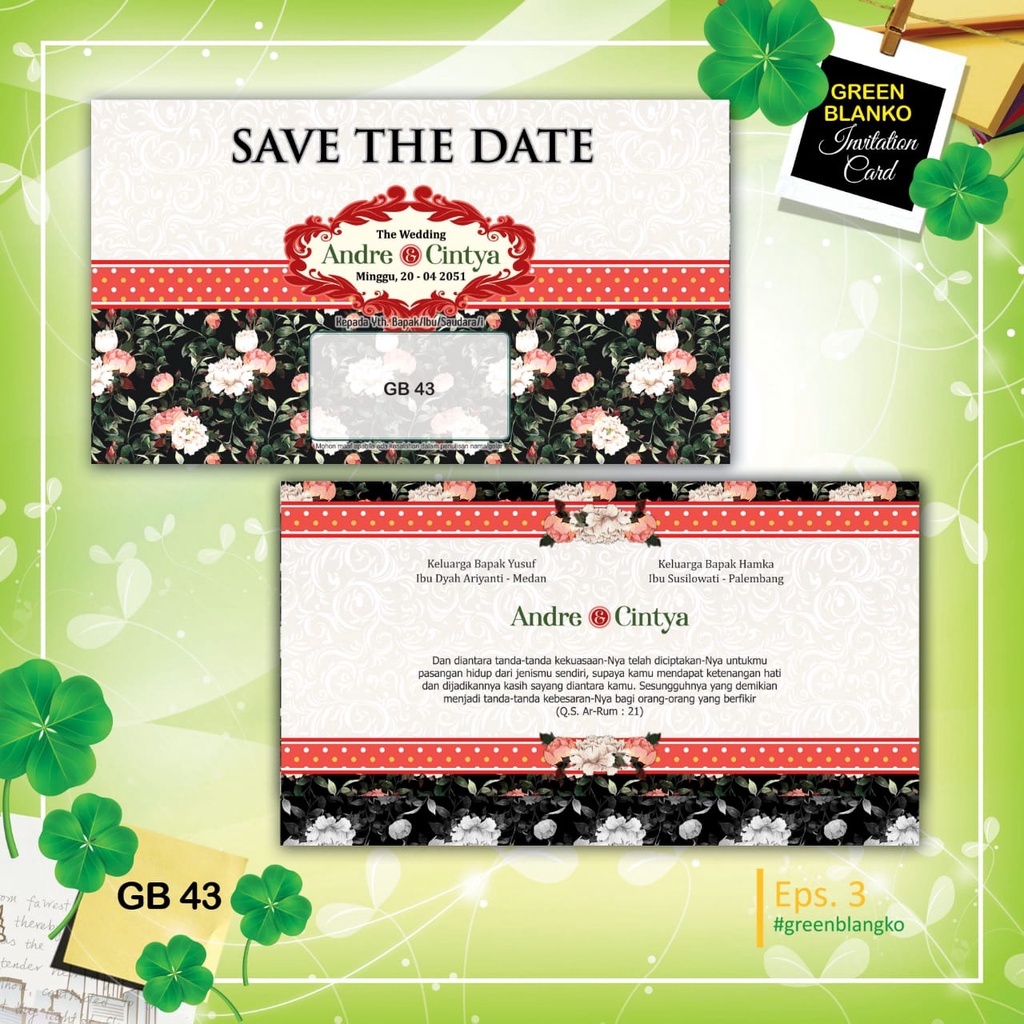 Jual GB 43 Blanko Undangan | Blangko Undangan | Undangan Murah | Shopee ...