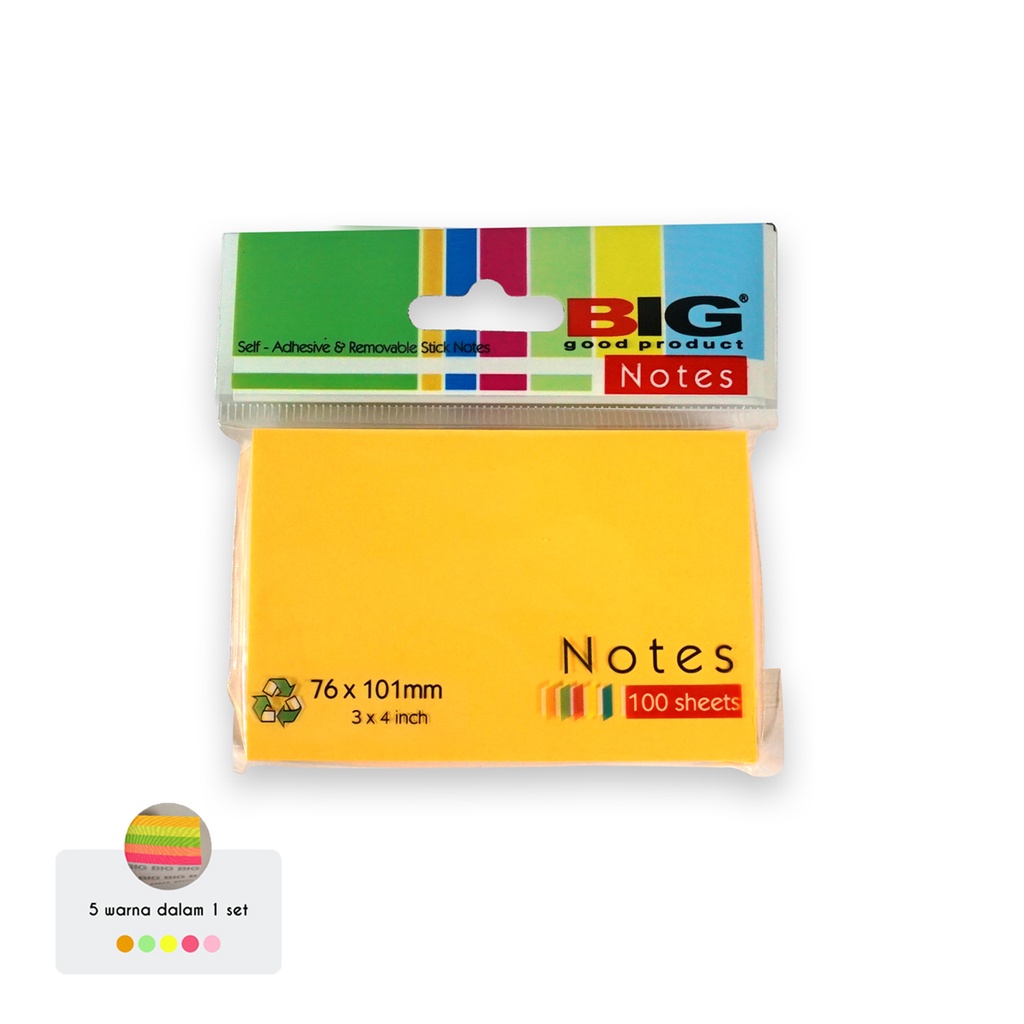 Jual BIG Sticky Notes Warna/ Note Kertas/ Memo Tempel Tumpuk | Shopee ...