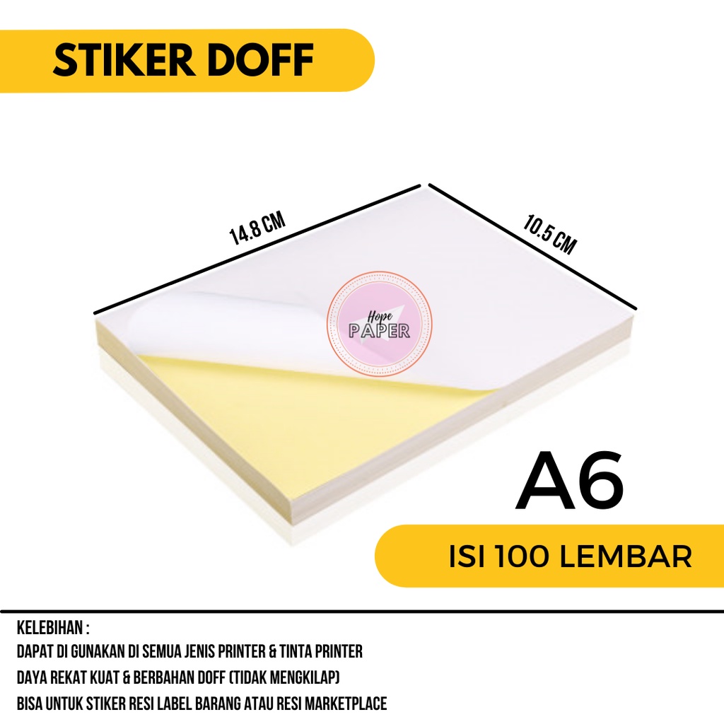 Jual Stiker A6 HVS 100 lembar / Sticker A6 HVS / Stiker A6 / Sticker A6 ...