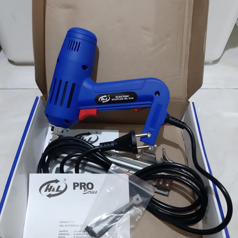 Jual mesin paku tembak listrik H&L F30 electric nailer staples gun stapler | Shopee Indonesia