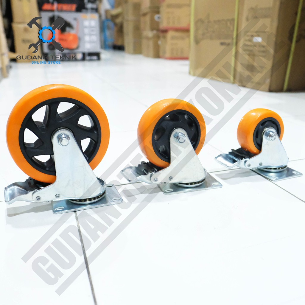 Jual Roda Trolley Hidup + Rem Orange / Roda Hidup Rem - Roda Trolli ...