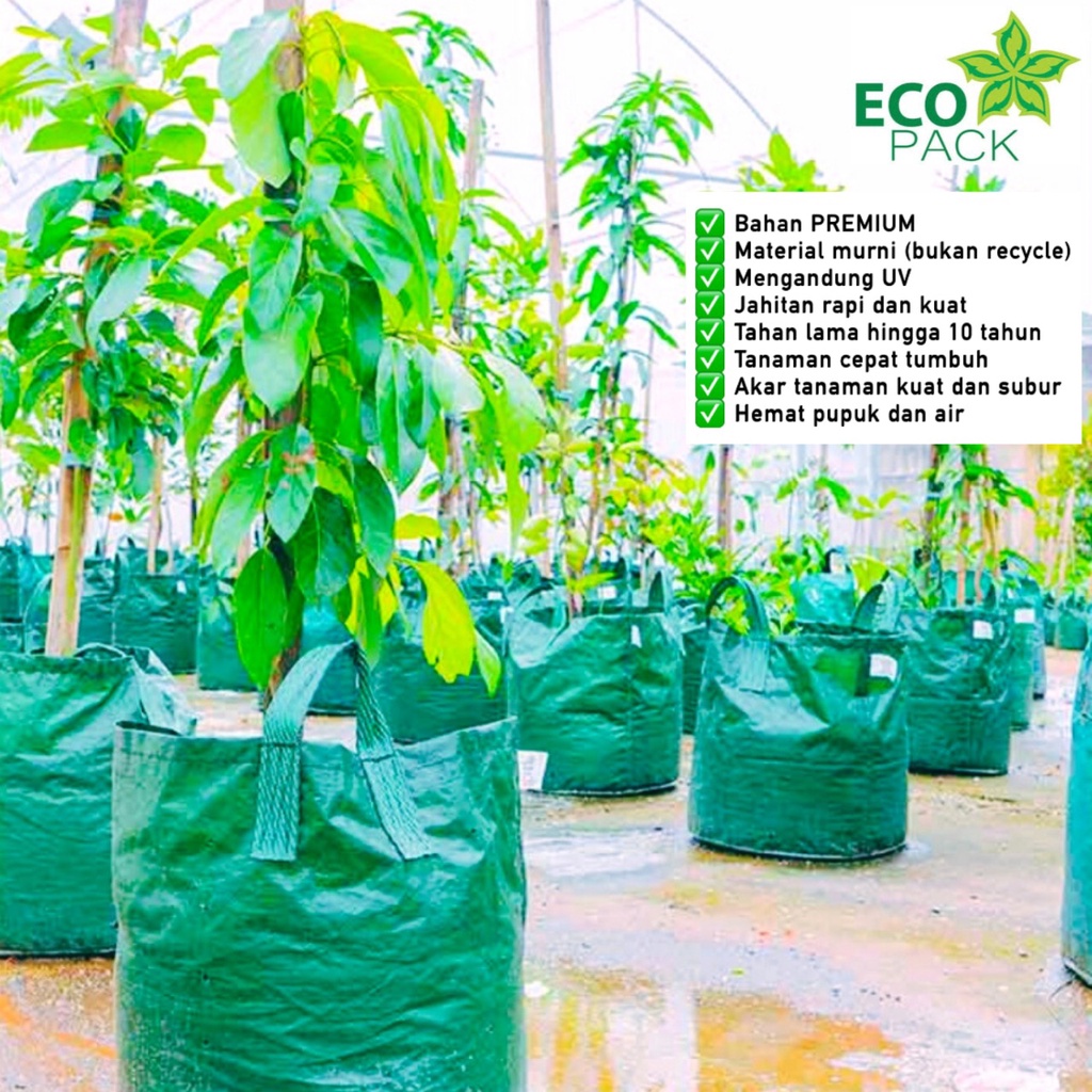 Jual Planter Bag Eco Pack 100 Liter Grow Bag Ecopack Original HDPE Hijau Tabulampot Export ...