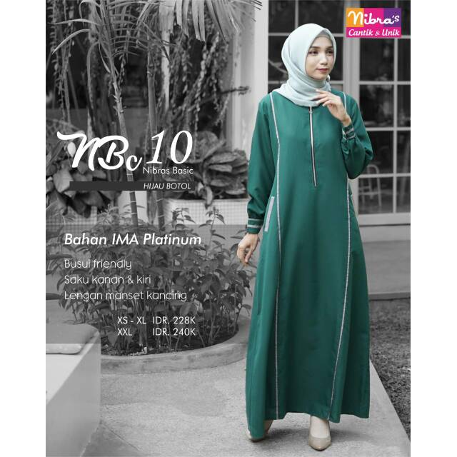 Jual NBC 10 Nibras Gamis Katun Ima Platinum Warna Hijau Botol ukuran ...
