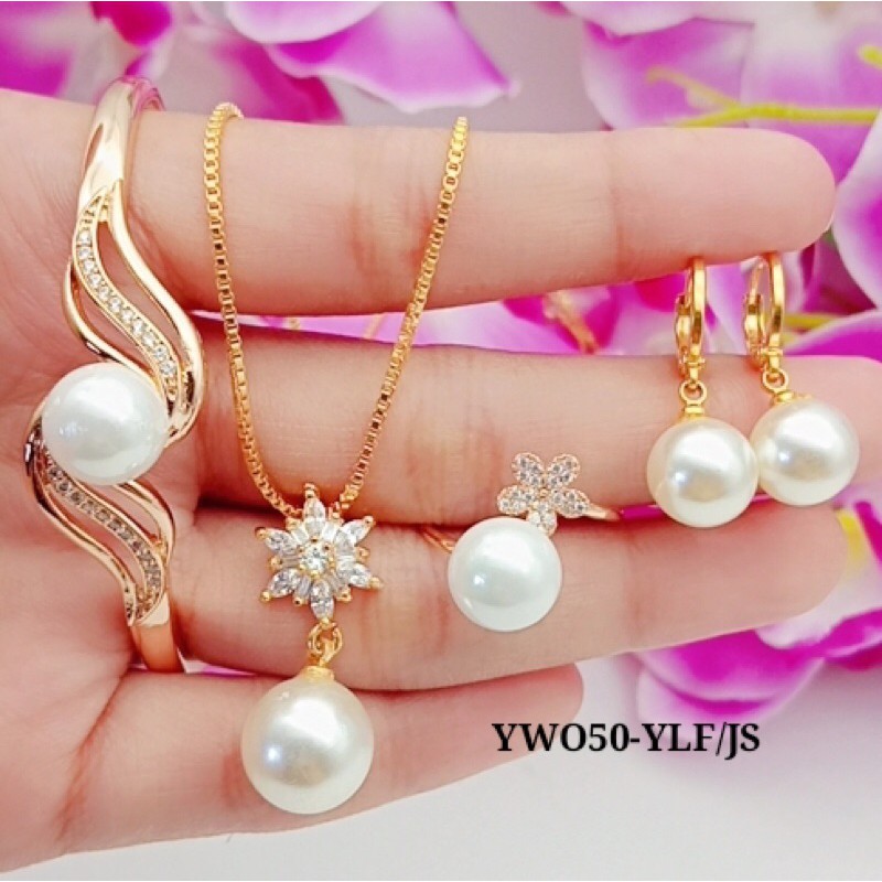 Jual xuping set perhiasan wanita 2 model lapis emas permata mutiara ...