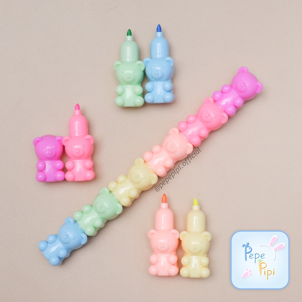Jual Highlighter 3D Beruang Tumpuk 1 Set Spidol Pastel Marker ...
