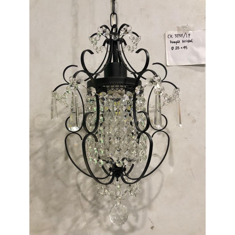 Jual lampu gantung kristal hitam besi chandelier teras iron minimalis ...