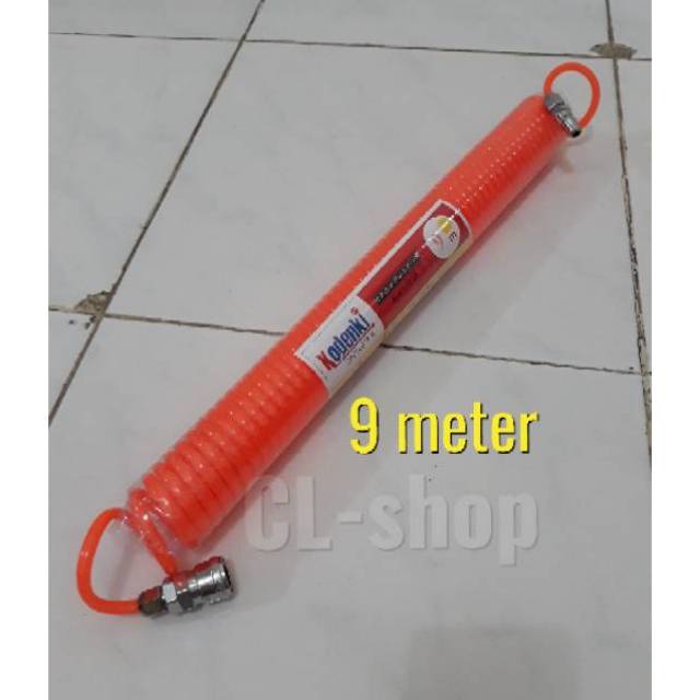 Jual selang angin kompresor spiral 9m + coupler selang recoil tambal ...