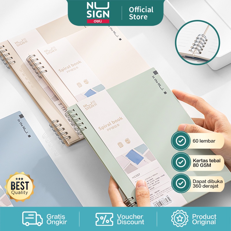 Jual Nusign Spiral Notebook / Buku Catatan Jilid Spiral A5 B5 60 Lembar ...
