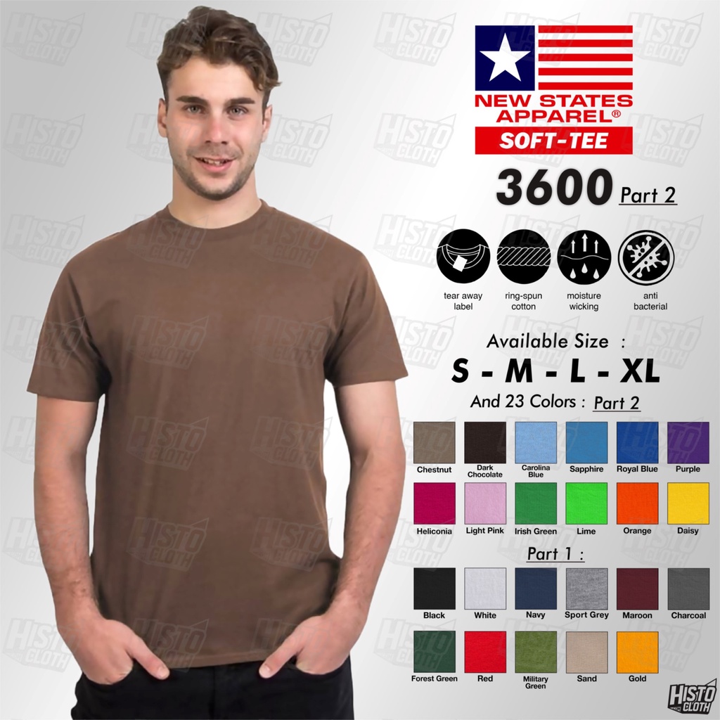 Jual Kaos Polos NSA Soft Tee 3600 (Part 2) New States Apparel 30s ...