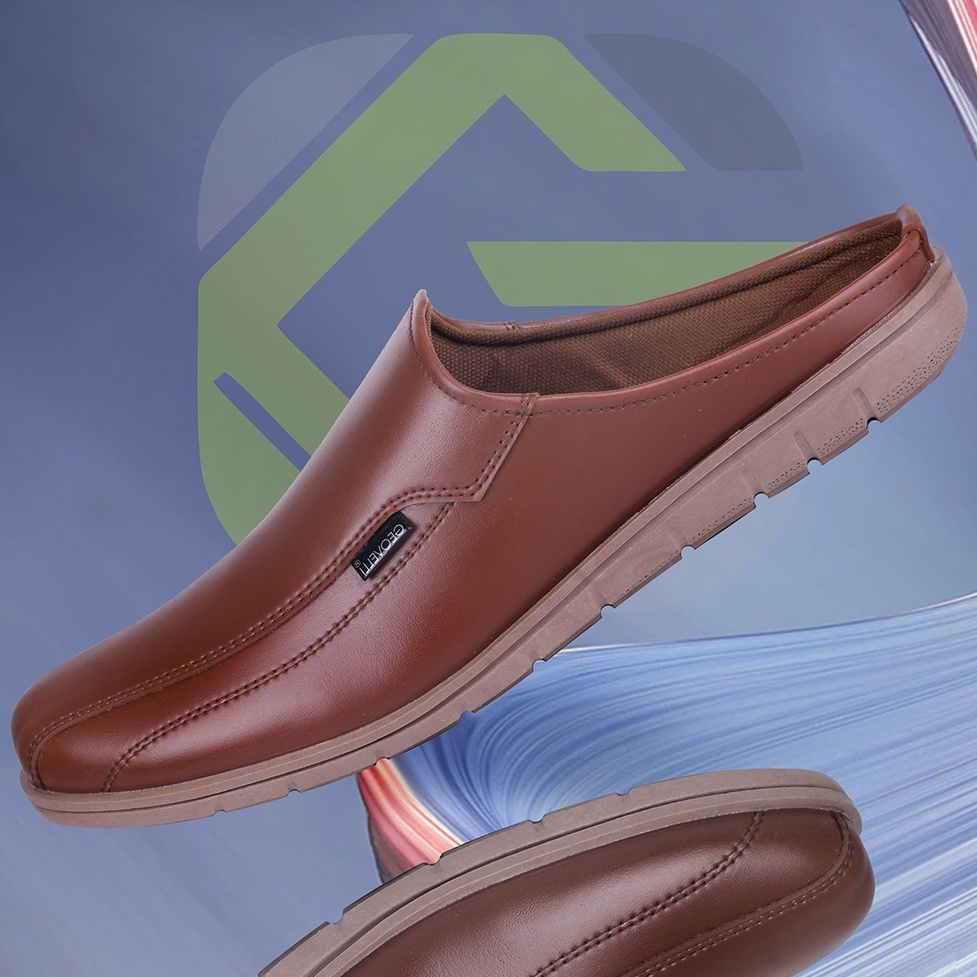 Jual Sandal Bustong Pria Coklat Geovelli Sendal Slop Formal Tanpa Tali ...