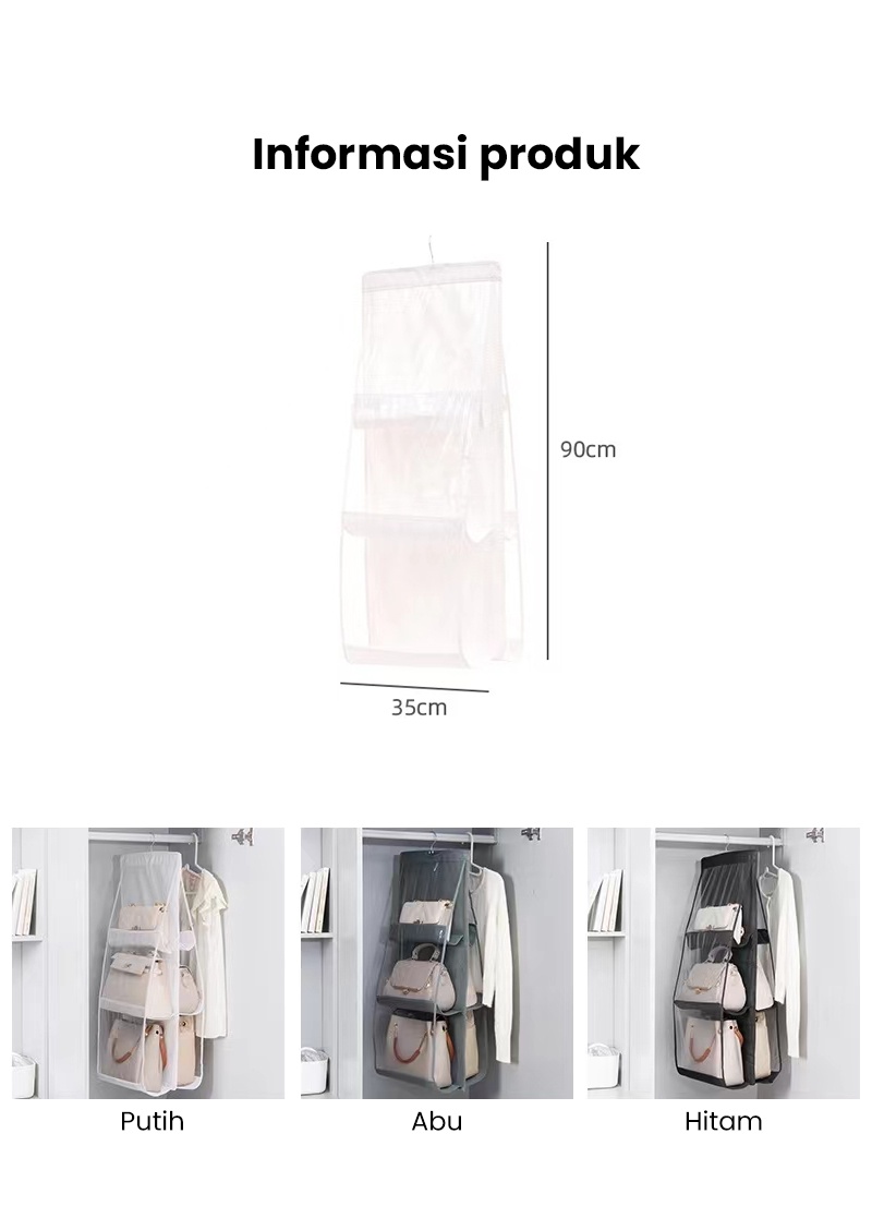 Jual Bassy Rak Tas Gantung 6 & 8 Sekat Kotak Tempat Penyimpanan Tas ...