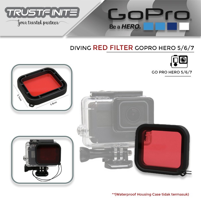Jual GoPro Hero 5 6 7 Red Filter Underwater for Diving Snorkling ...