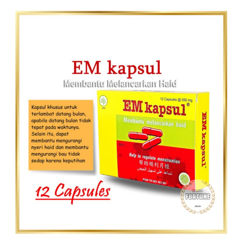 Jual EM Kapsul 12 capsules Pelancar haid / datang bulan ( OB ) | Shopee ...