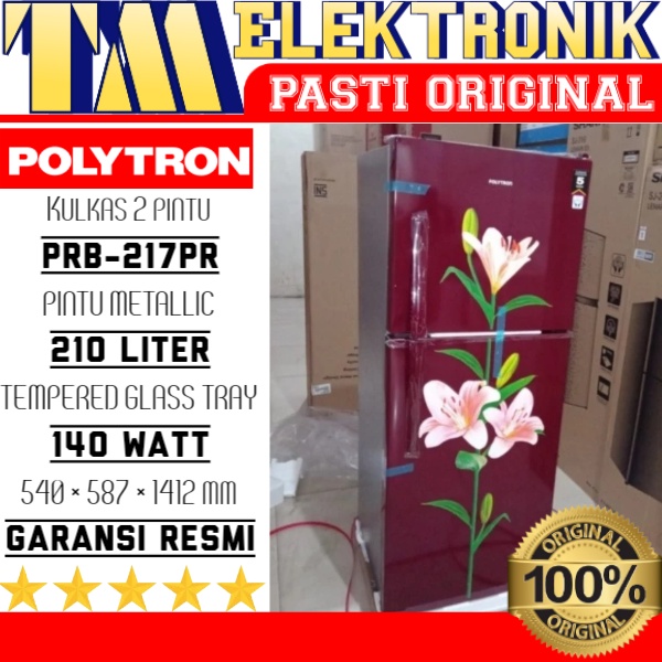 Jual KULKAS POLYTRON PRB 217LB/PR / KULKAS 2 PINTU KAPASITAS 210 LITER ...