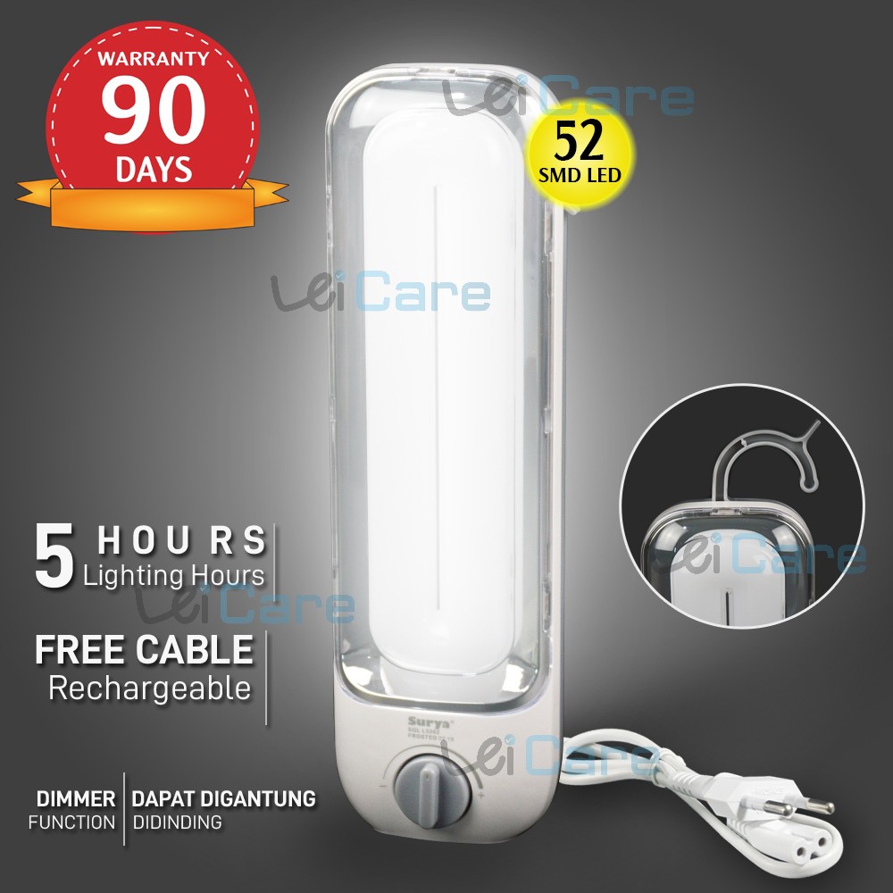 Jual Surya Lampu Emergency LED Super Terang Lithium SQL L5202 Frosted ...
