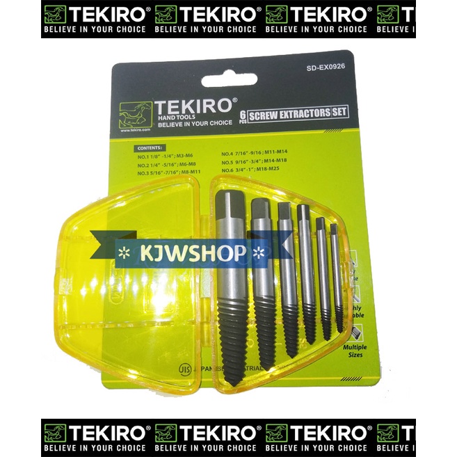 Jual Handtap Balik Screw Extractor set 6pcs merk Tekiro Hand Tap 6 pcs ...