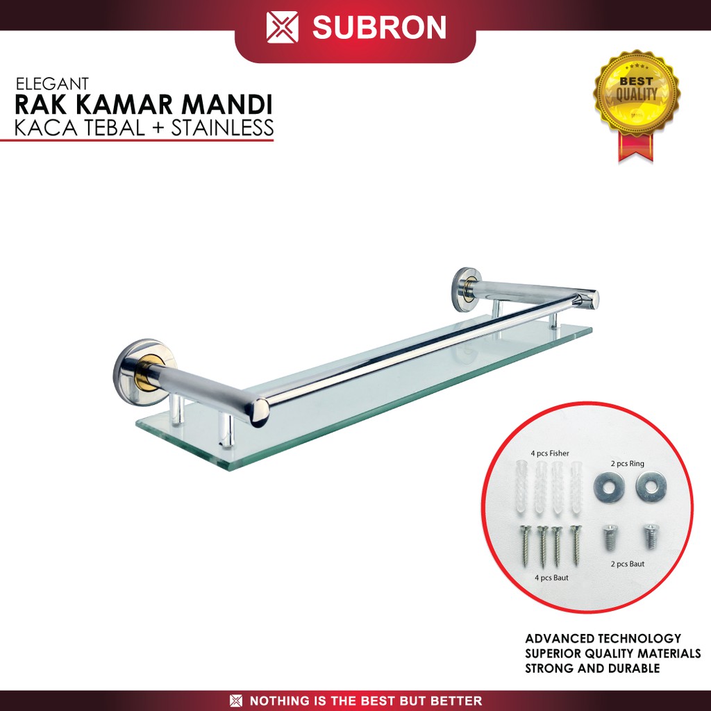 Jual SUBRON Rak Kaca Tempat Sabun Shampo 50 cm 1 Susun Persegi Panjang ...
