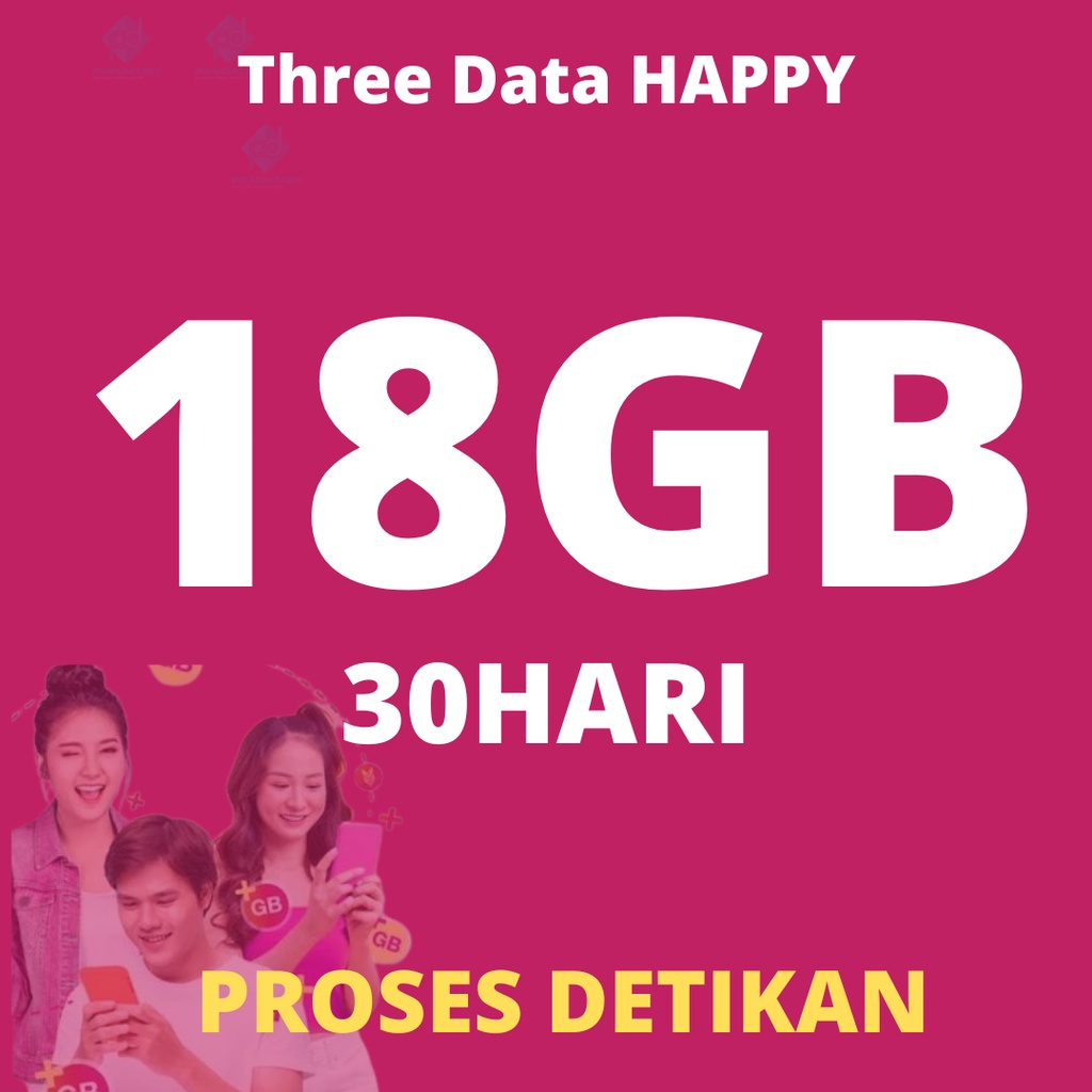 Jual PAKET DATA THREE MURAH KUOTA TRI ISI ULANG HAPPY BULANAN 52GB, 25GB, 12GB, 18GB THREE DATA ...