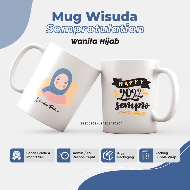 Jual Mug Wisuda Custom Nama Happy Semprotulation Hadiah Gelas Karakter ...