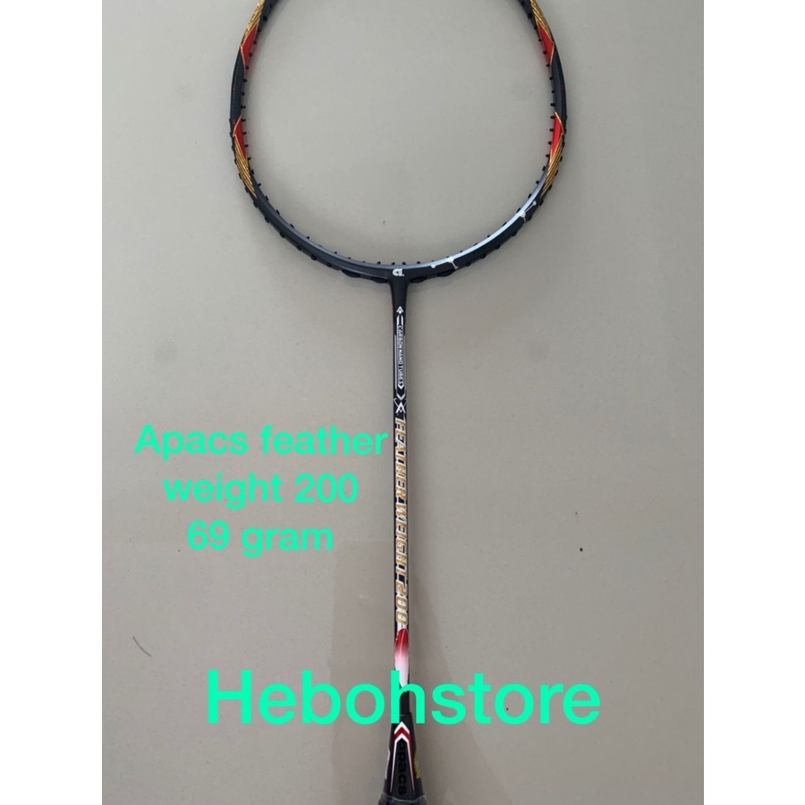 Jual Raket Badminton APACS FEATHER WEIGHT 200 berat 69 gram max 35 lbs ...