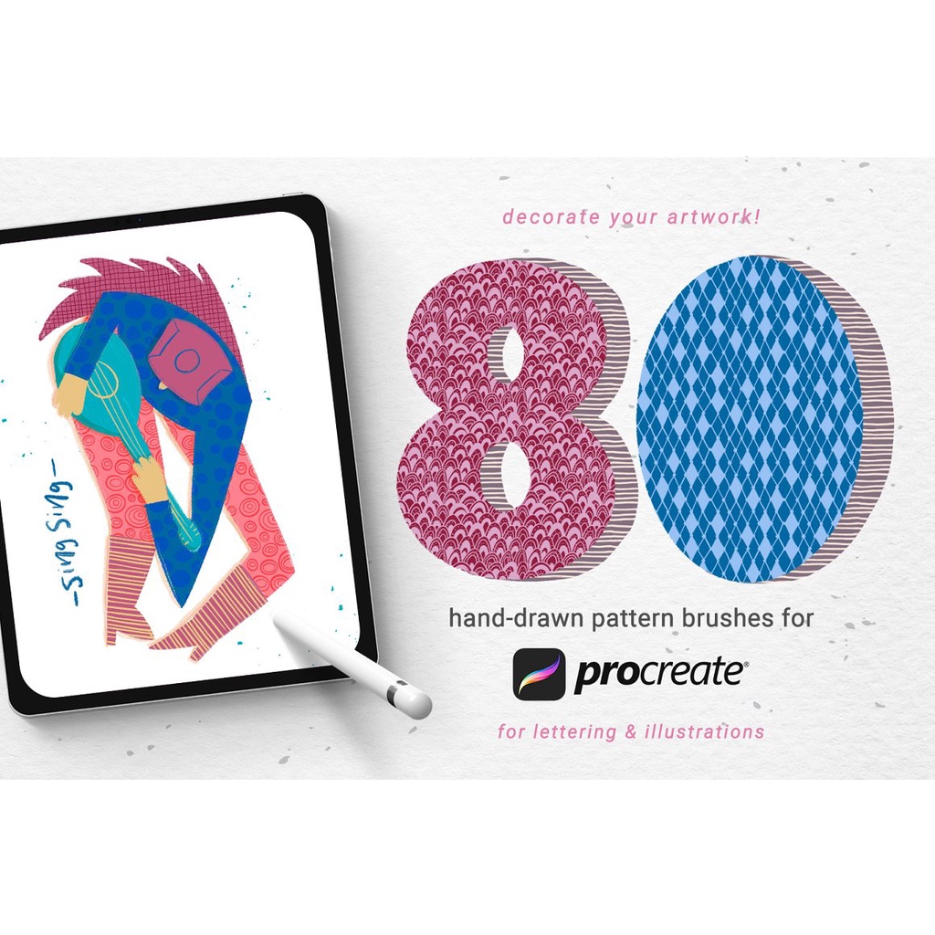 Jual Procreate Brush - 80 Hand-drawn Pattern Brushes for Procreate ...