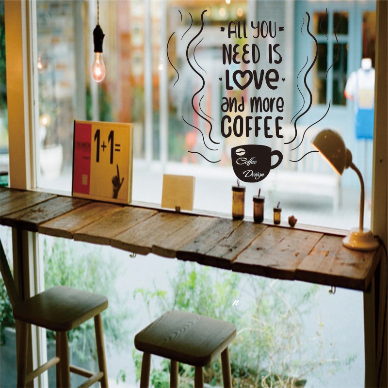 Jual Stiker Dinding Kopi Dekorasi Kafe Coffe Cup Window Glass Logo ...